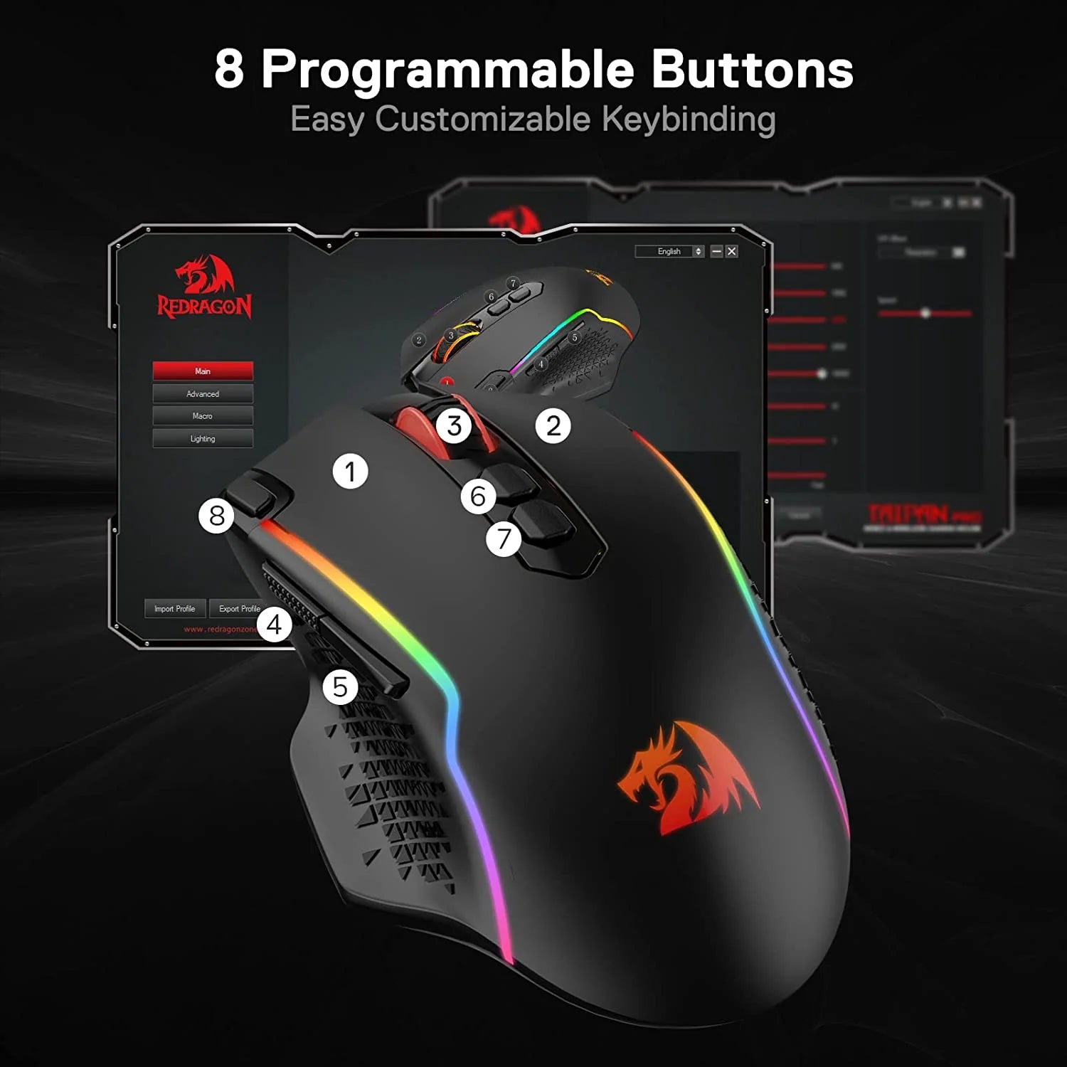 Buy REDRAGON TAIPAN Pro M810 Wired/Wireless Ambidextrous Gaming Mouse | Elitehubs– EliteHubs