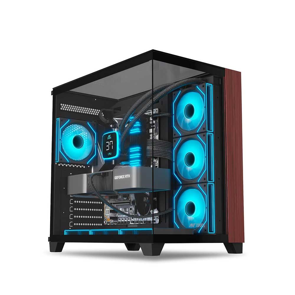 Buy ANT ESPORTS Crystal Wood ATX Mid Tower Cabinet (Black) | EliteHubs.com