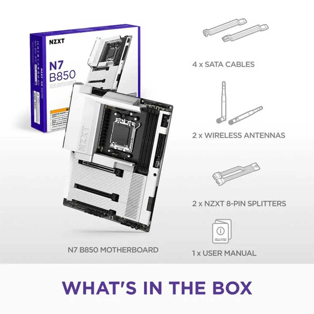Buy NZXT N7 B850 Wifi DDR5 AMD Motherboard (White) | Elitehubs.com ...
