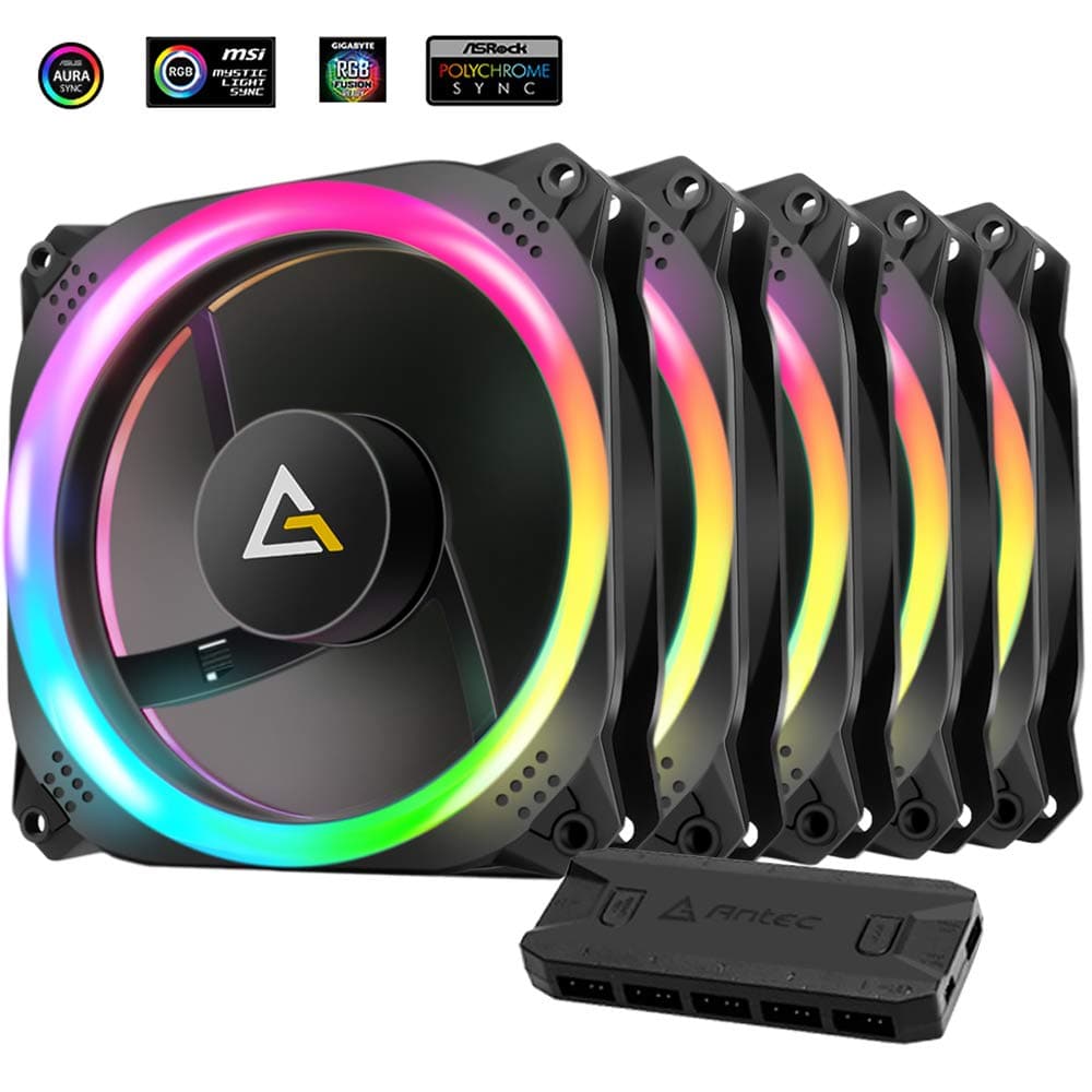 Buy ANTEC Prizm 120mm ARGB Dual Ring Fans With LED Controller (Five ...